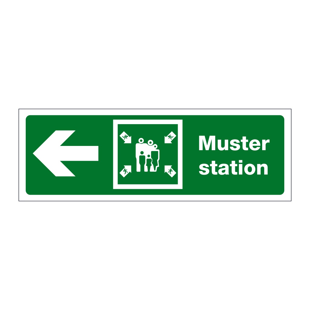 Muster station with left directional arrow (Marine Sign) | British ...