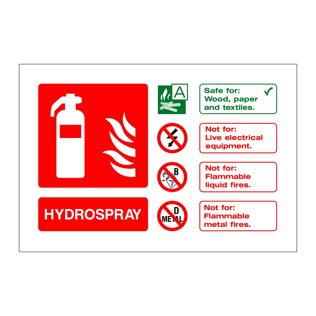 Hydrospray fire extinguisher Identification Sign | British Safety Signs