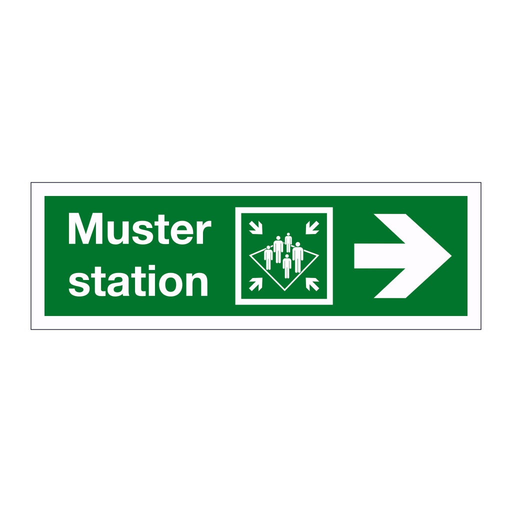 Muster station with right directional arrow 2019 (Marine Sign ...