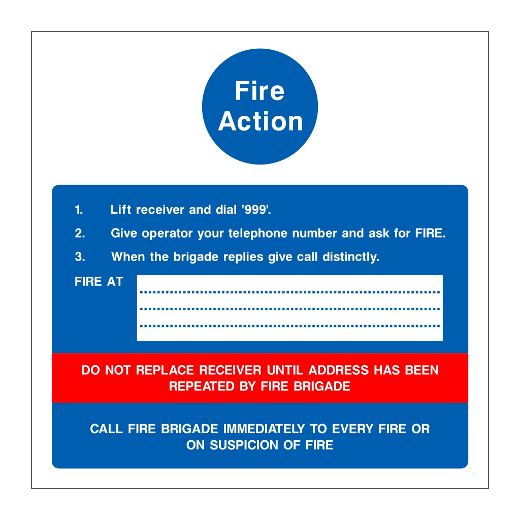Fire Action Sign 3 Points sign (no symbols) | by British Safety Signs
