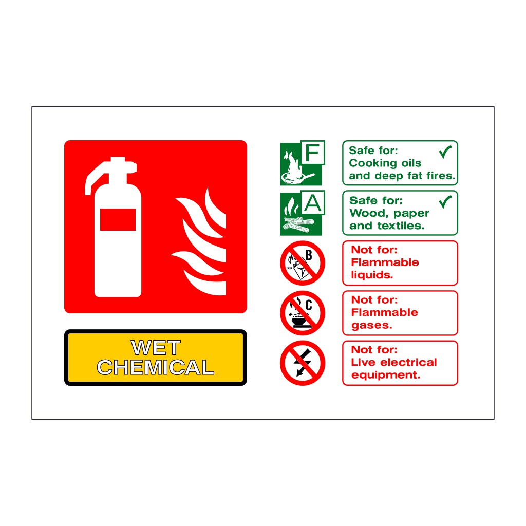 Wet chemical fire extinguisher Identification Sign | British Safety Signs