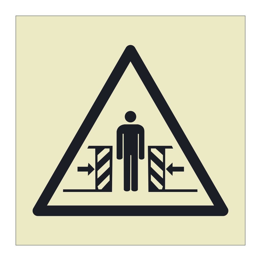 Crushing hazard warning symbol sign | British Safety Signs