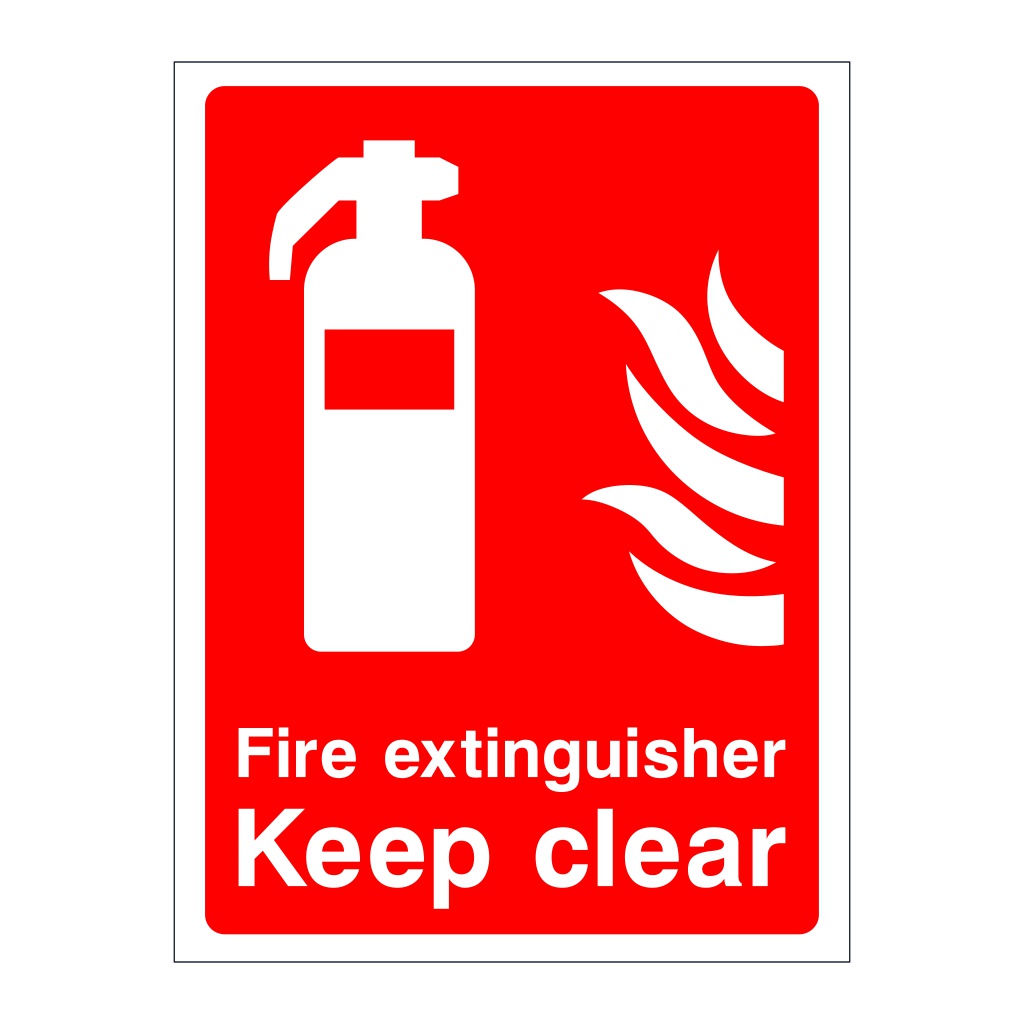 Fire extinguisher Keep clear sign | British Safety Signs