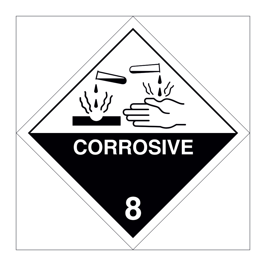 Hazard diamond Class 8 Corrosive (Marine Sign) | British Safety Signs