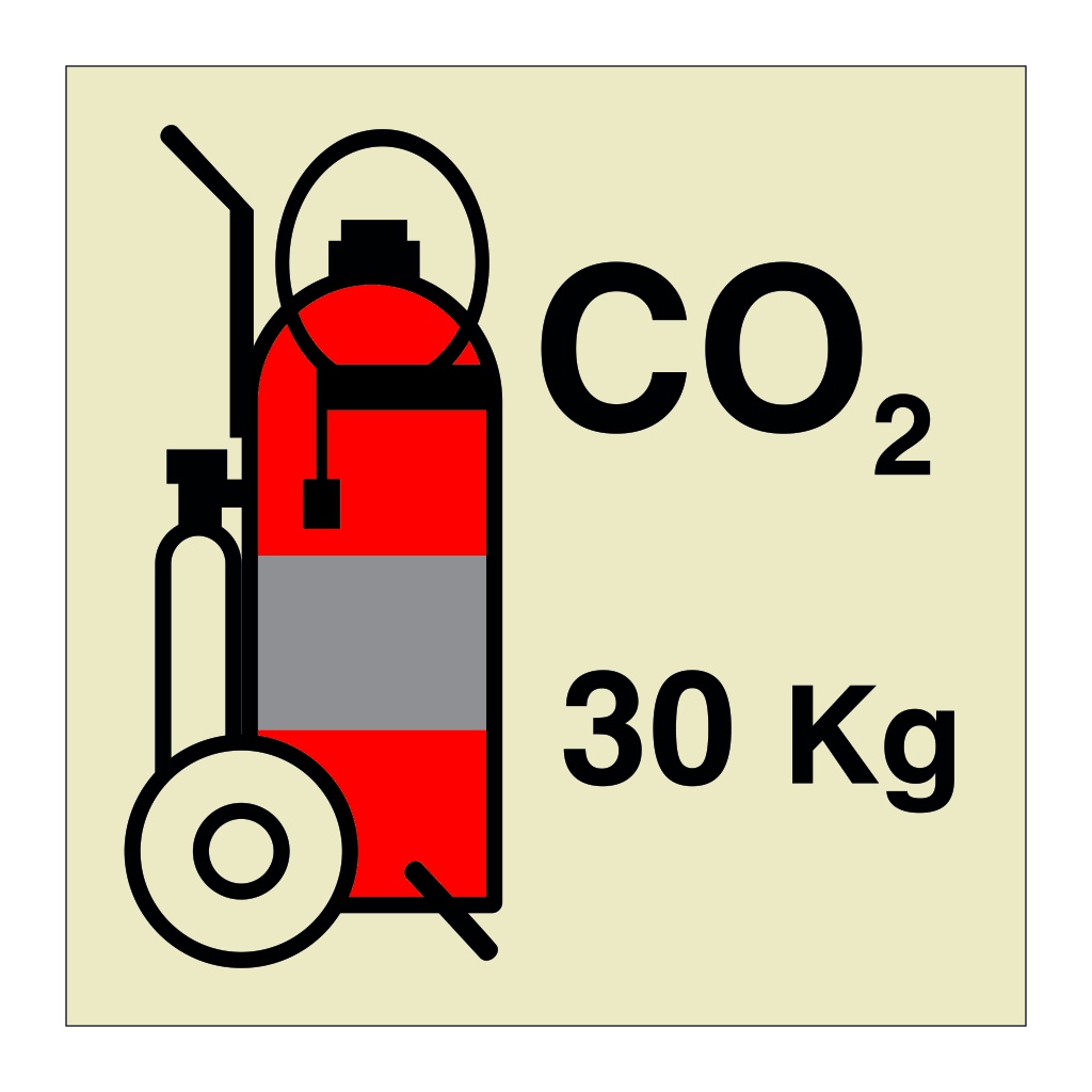 30kg CO2 Wheeled Fire Extinguisher (Marine Sign) | British Safety Signs
