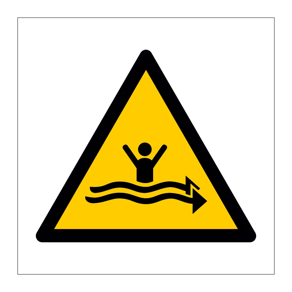 Strong currents symbol sign | British Safety Signs
