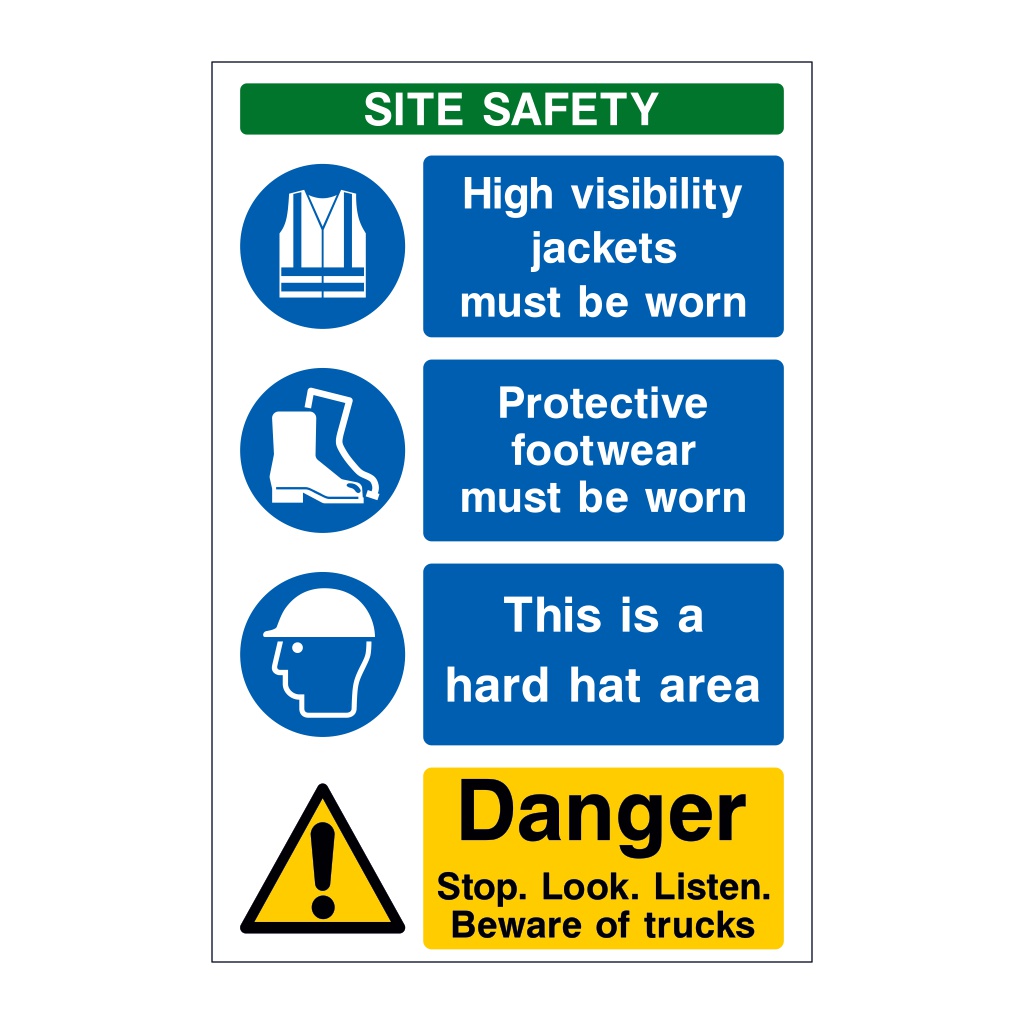 PPE V2 multi-message site safety board | by British Safety Signs