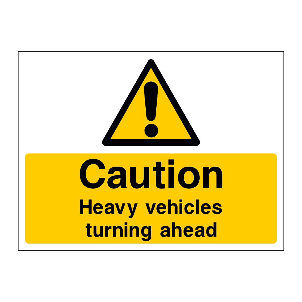 Caution Heavy vehicles turning ahead sign | British Safety Signs