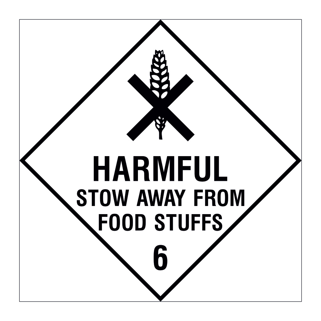 Harmful Stow away from foodstuffs Class 6 Hazard Warning Diamond sign ...