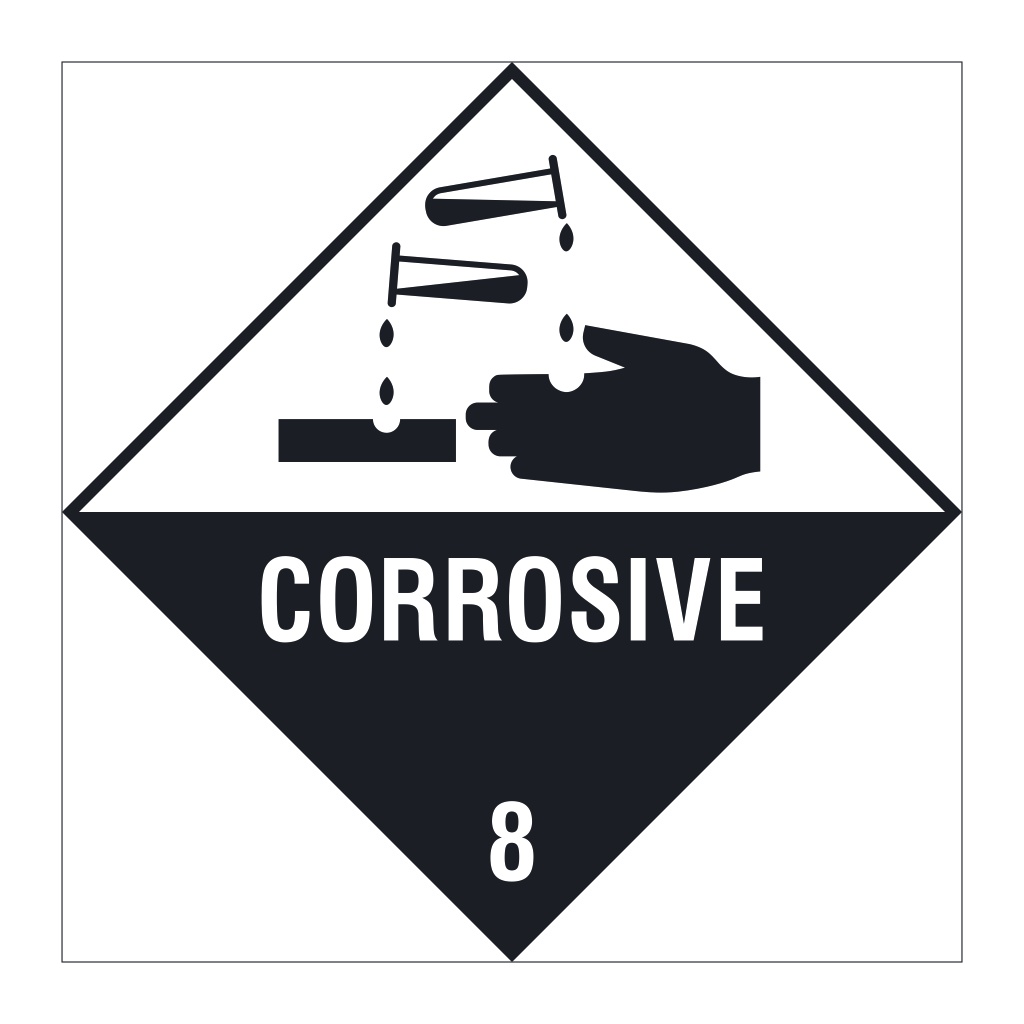Corrosive Class 8 Hazard Warning Diamond sign | British Safety Signs