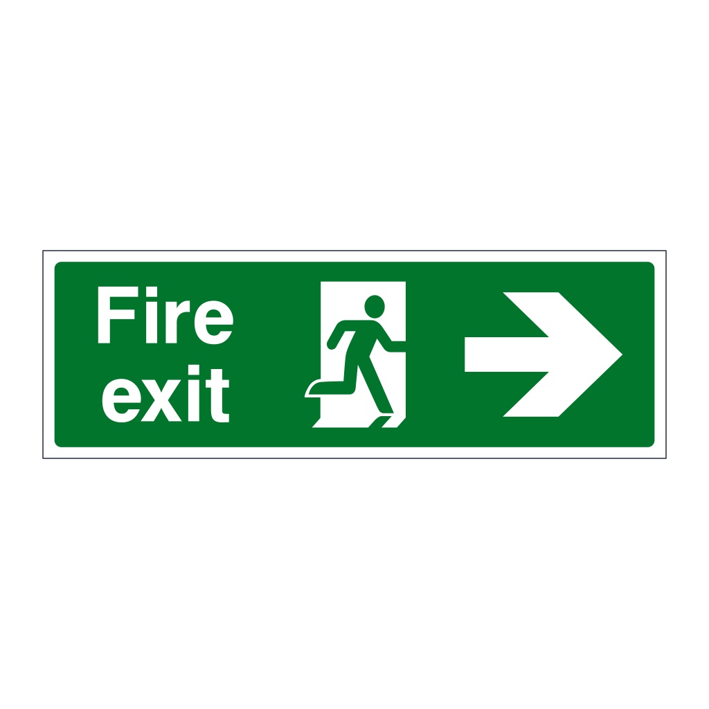 Fire exit Arrow Right sign | Manufactured by British Safety Signs