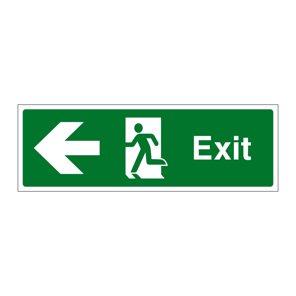 Exit Arrow Left sign | Manufactured by British Safety Signs