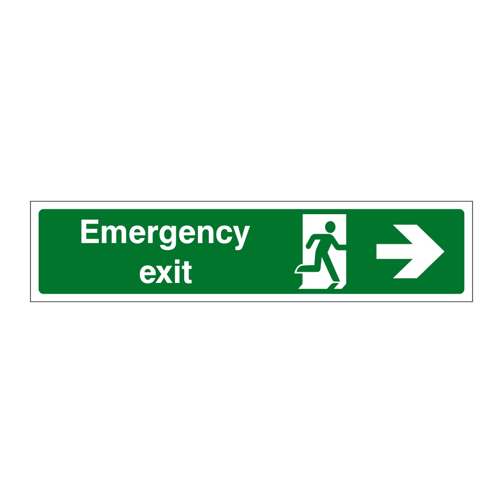 Emergency Exit Arrow Right sign | Manufactured by British Safety Signs