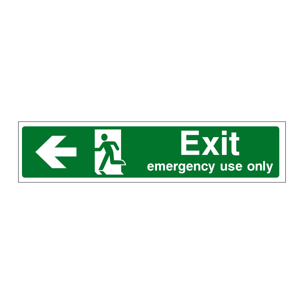 Exit Emergency use only Arrow Left sign | British Safety Signs