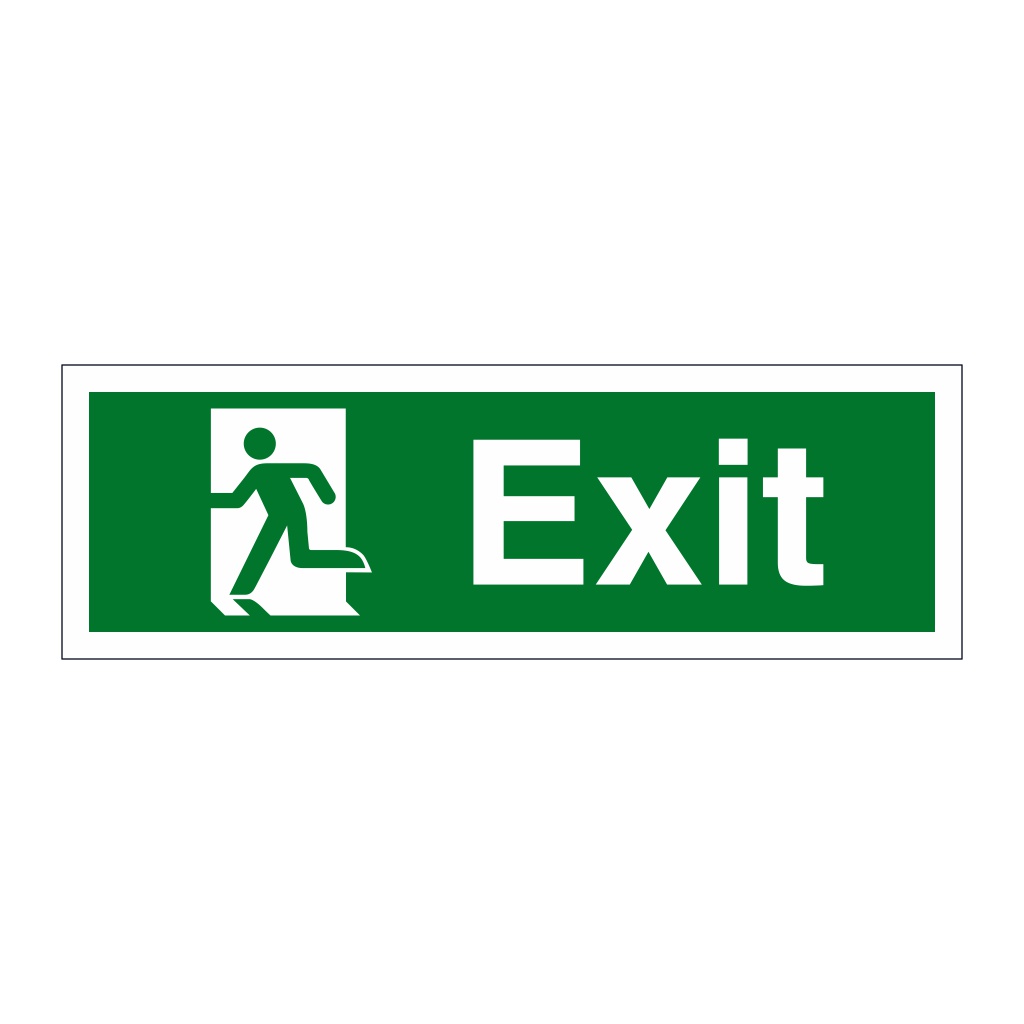 Exit Running Man Left sign | Manufactured by British Safety Signs