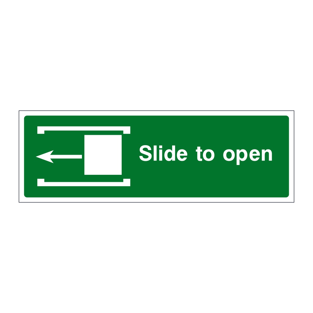 Slide to open arrow left sign | Manufactured by British Safety Signs