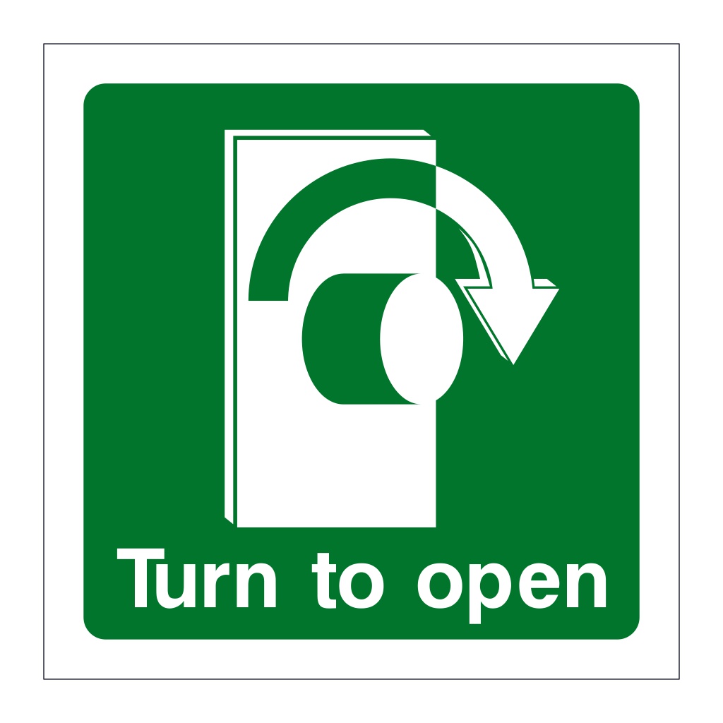 Turn to open clockwise sign | British Safety Signs
