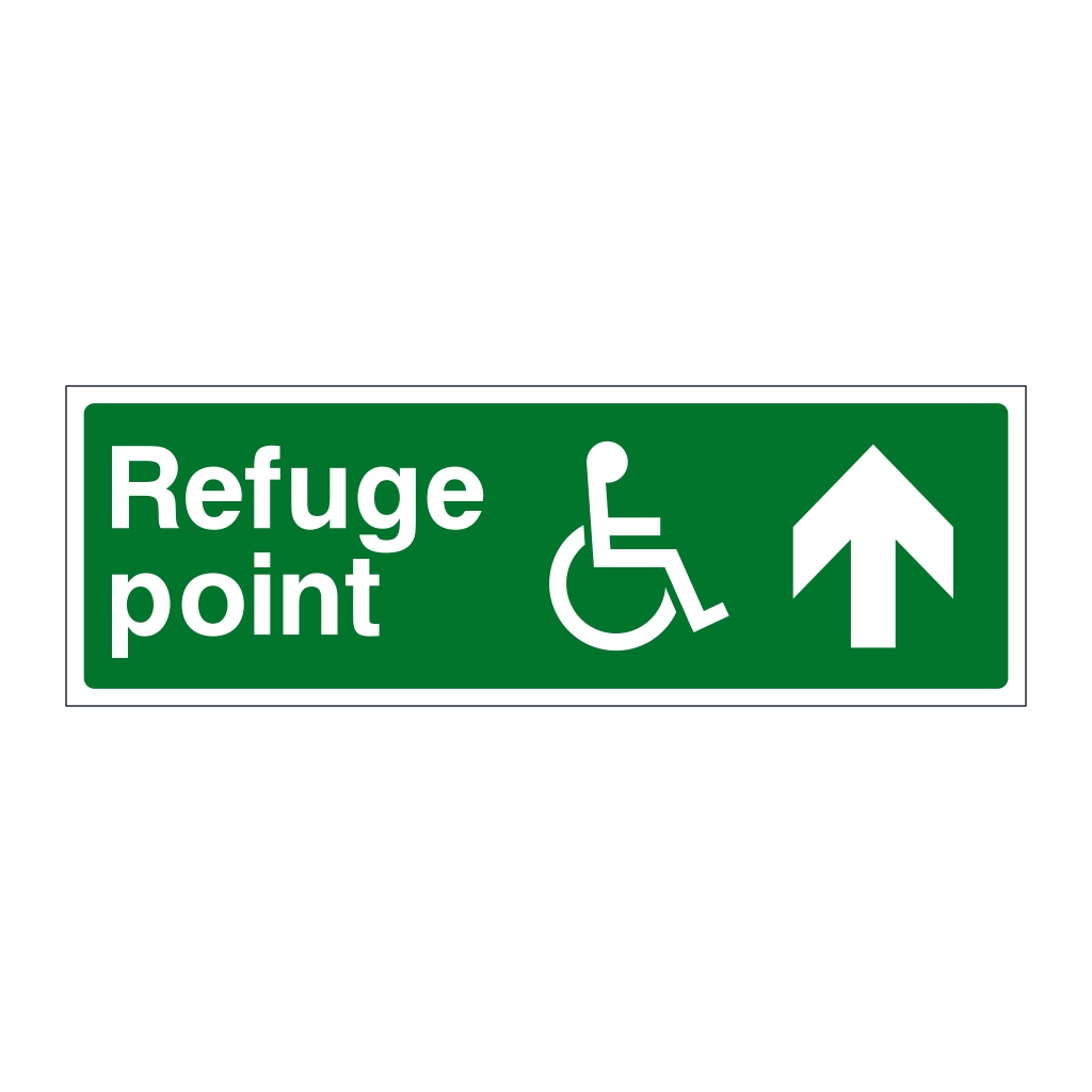 Refuge point with symbol arrow up sign | British Safety Signs