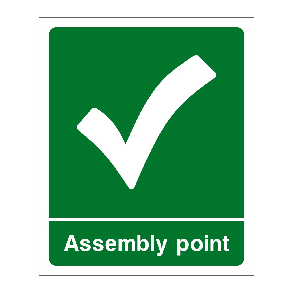 Assembly Point Tick symbol sign | British Safety Signs
