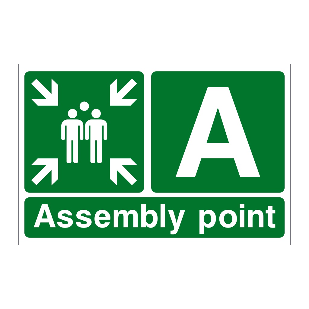 Assembly Point A with arrows sign | British Safety Signs