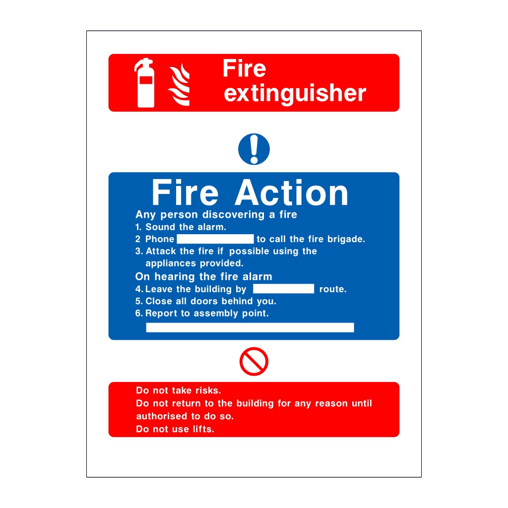 Fire Action & Fire Extinguisher Sign | by British Safety Signs