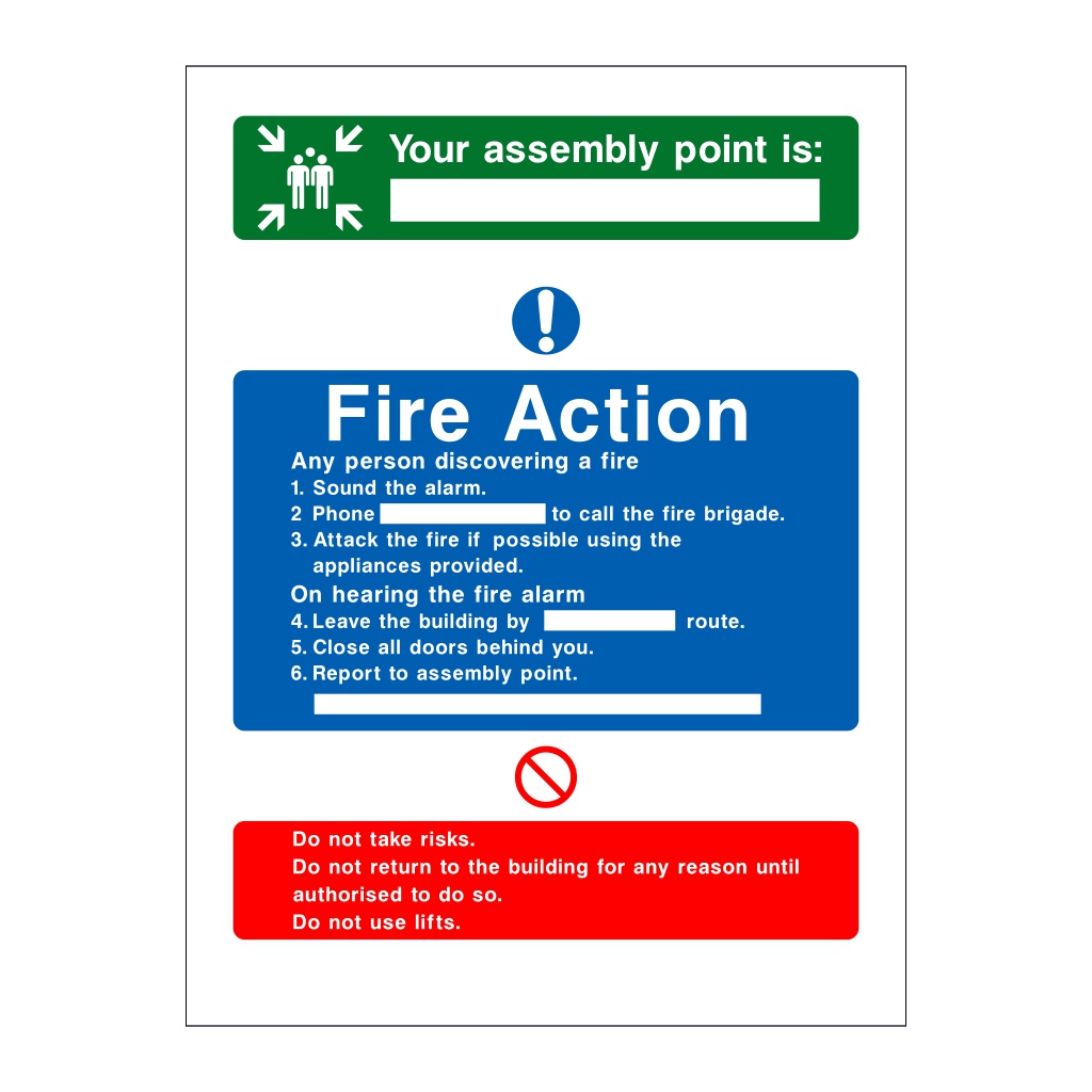Fire Action & Assembly Point Sign | British Safety Signs