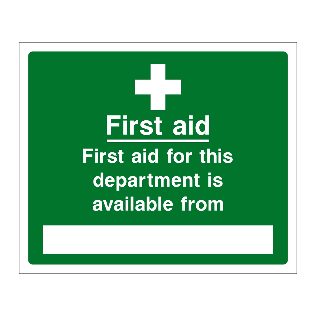 First aid for this department is available from sign | British Safety Signs