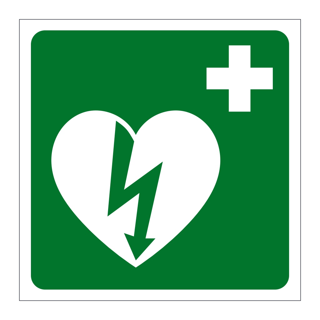 First Aid Defibrillator sign | Manufactured by British Safety Signs