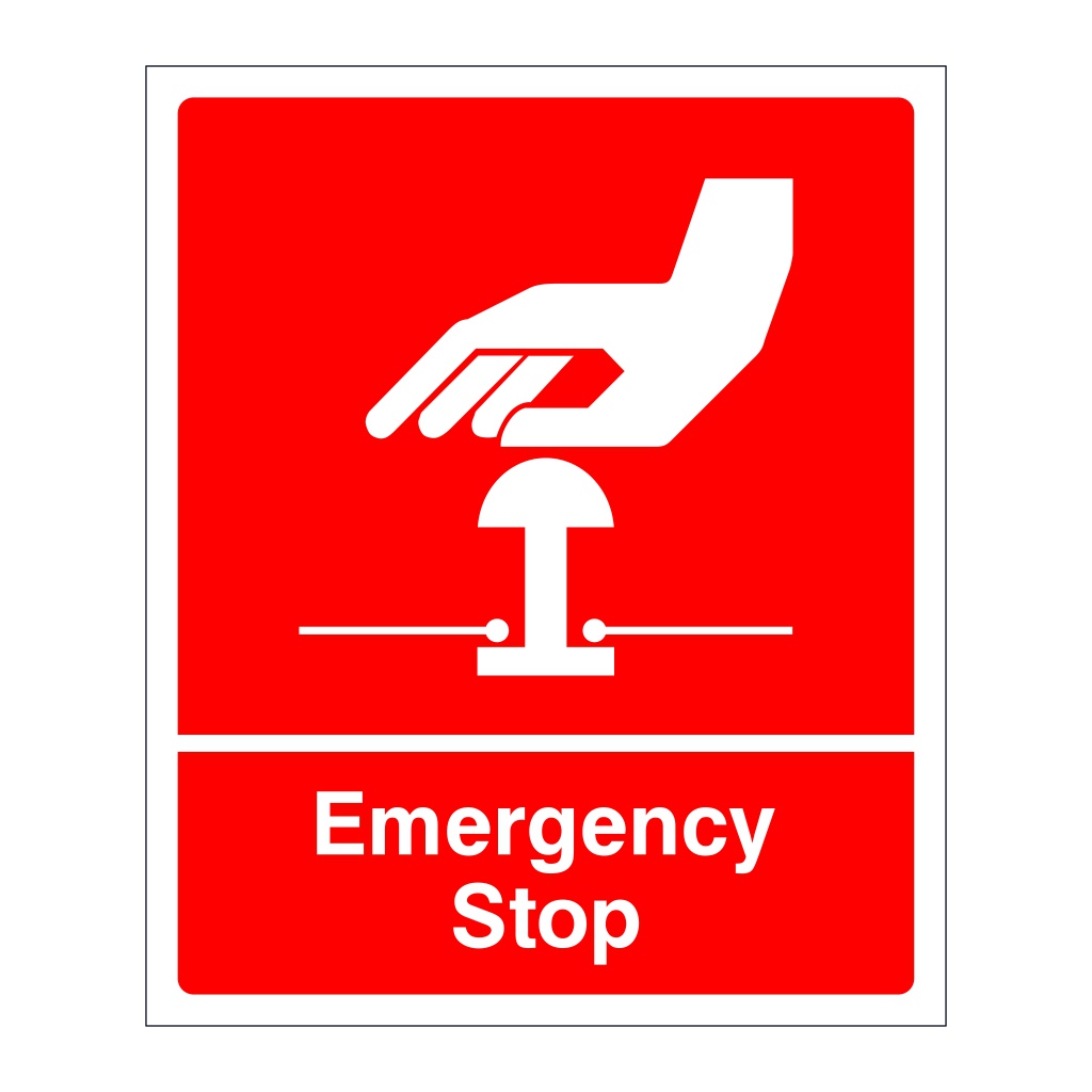 Emergency Stop sign (Red) | British Safety Signs