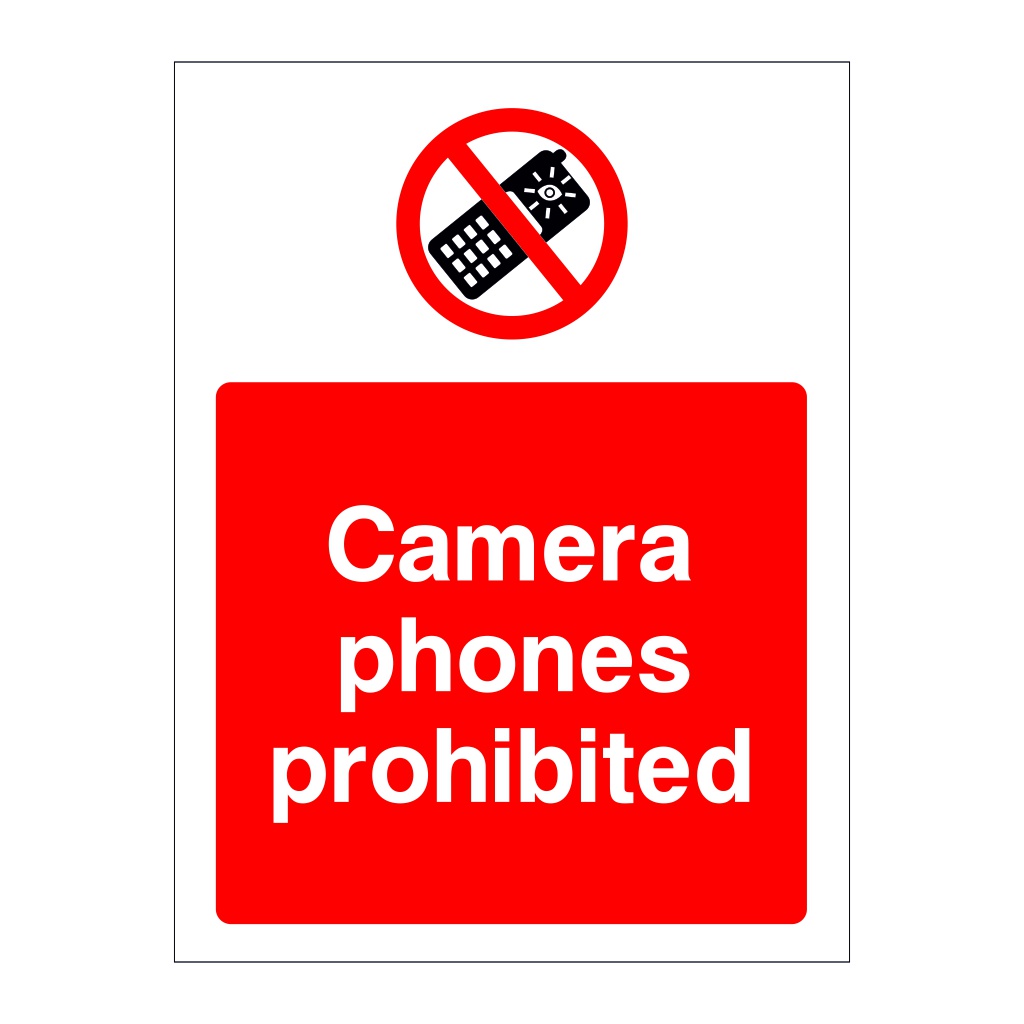 Camera phones prohibited sign | British Safety Signs