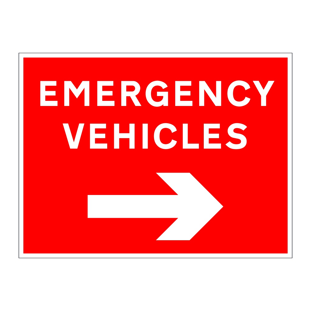 Emergency vehicles Arrow Right sign | by British Safety Signs