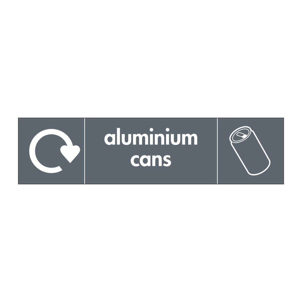 Aluminium cans with WRAP Recycling Logo & Icon sign | British Safety Signs
