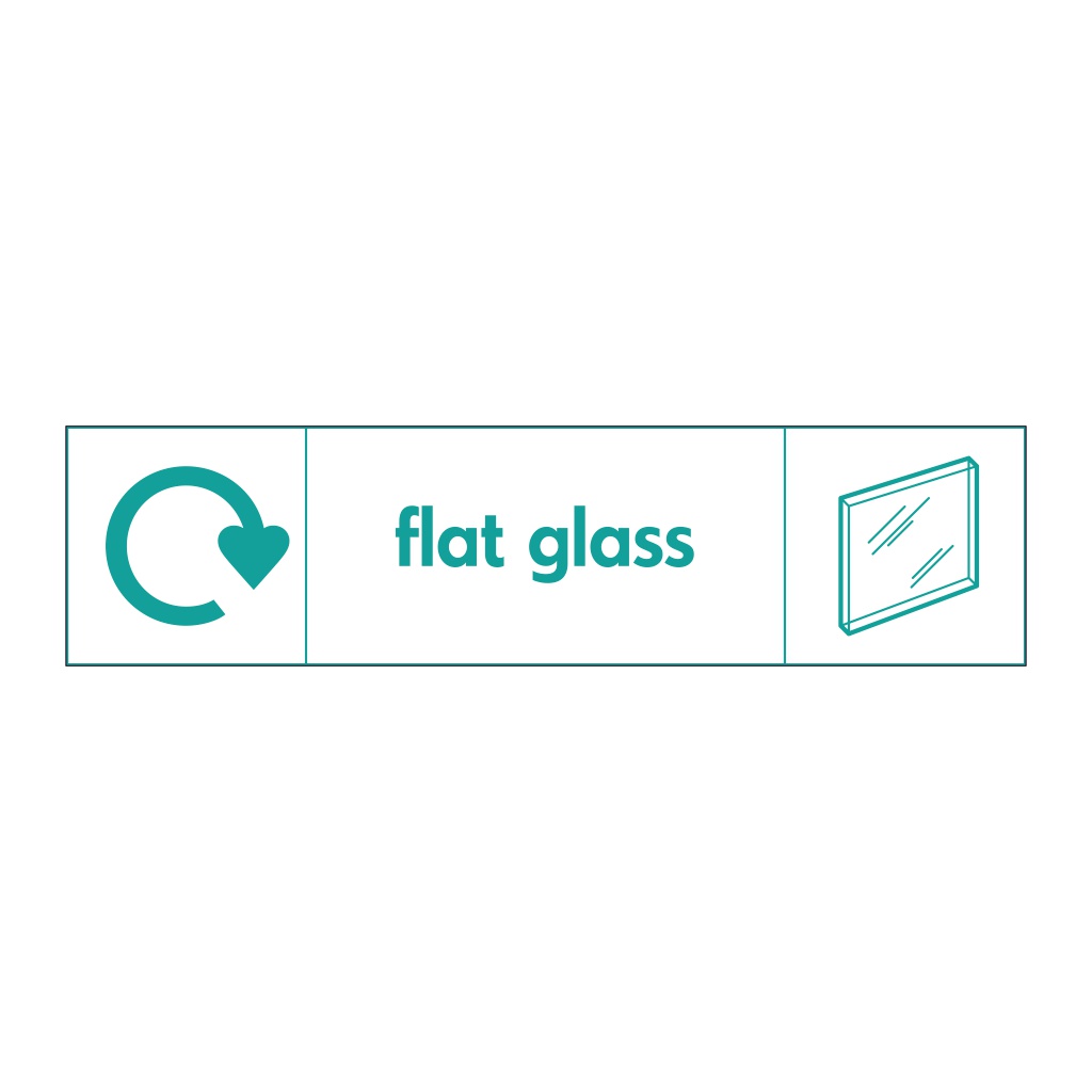 Flat glass with WRAP Recycling Logo & Icon sign | British Safety Signs