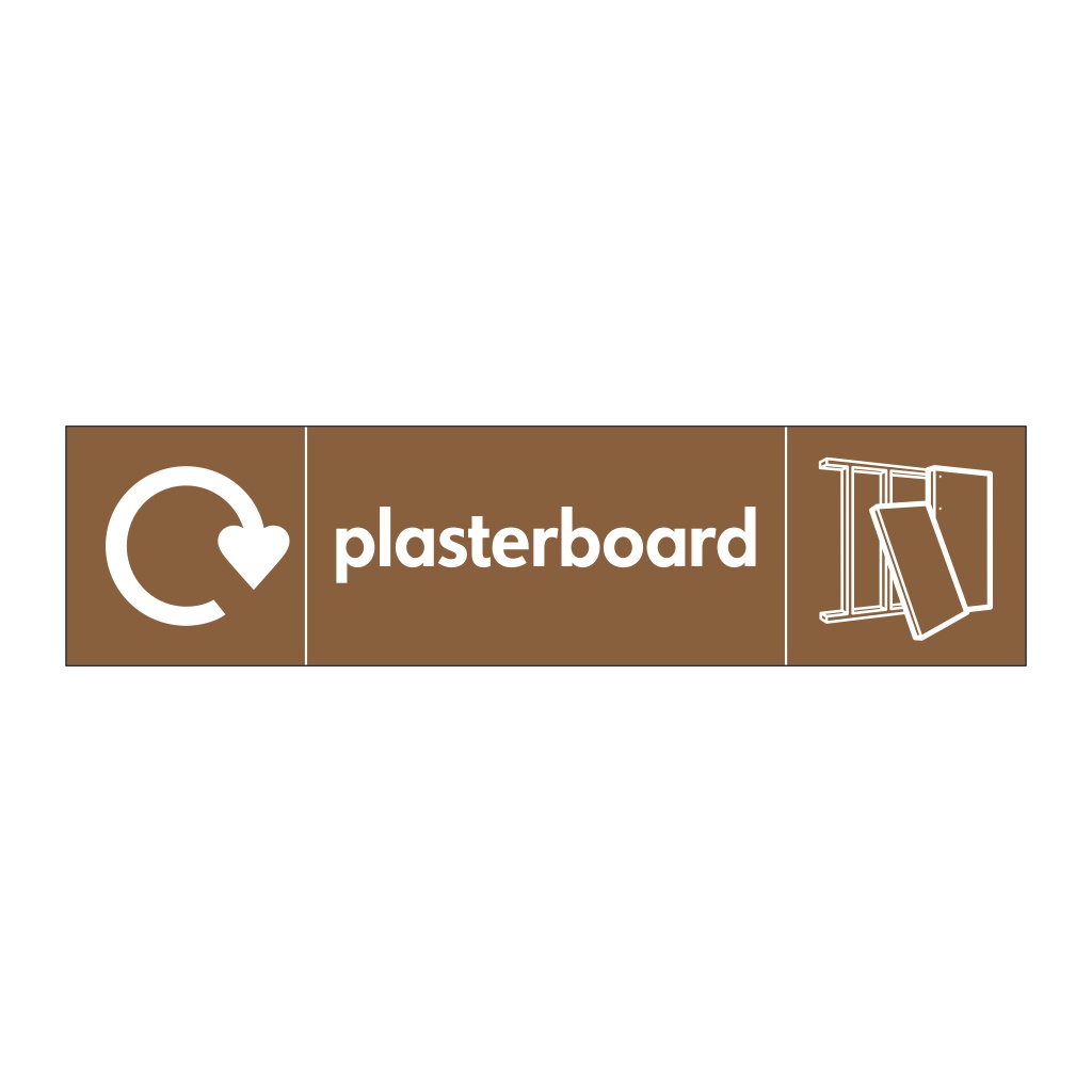 Plasterboard with WRAP recycling logo & icon sign | British Safety Signs