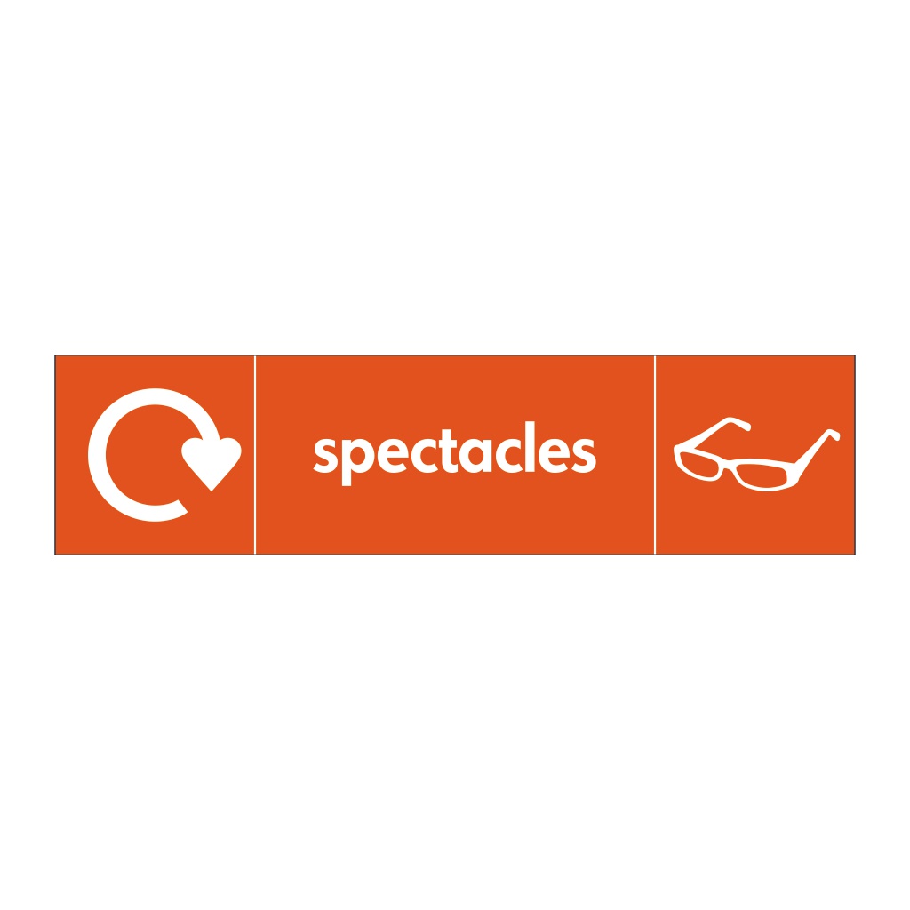 Spectacles with WRAP recycling logo & icon sign | British Safety Signs