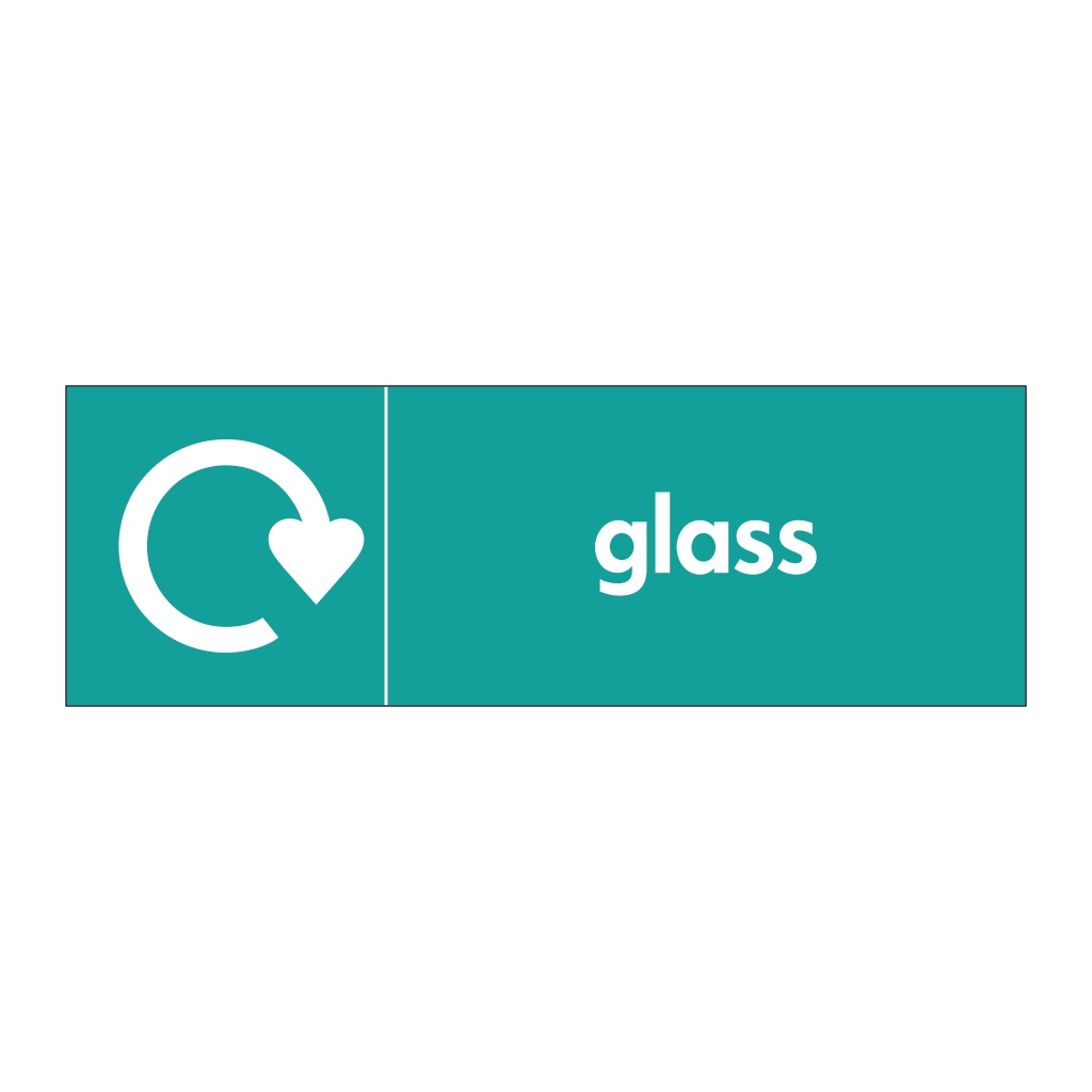 Glass with WRAP recycling logo sign | British Safety Signs