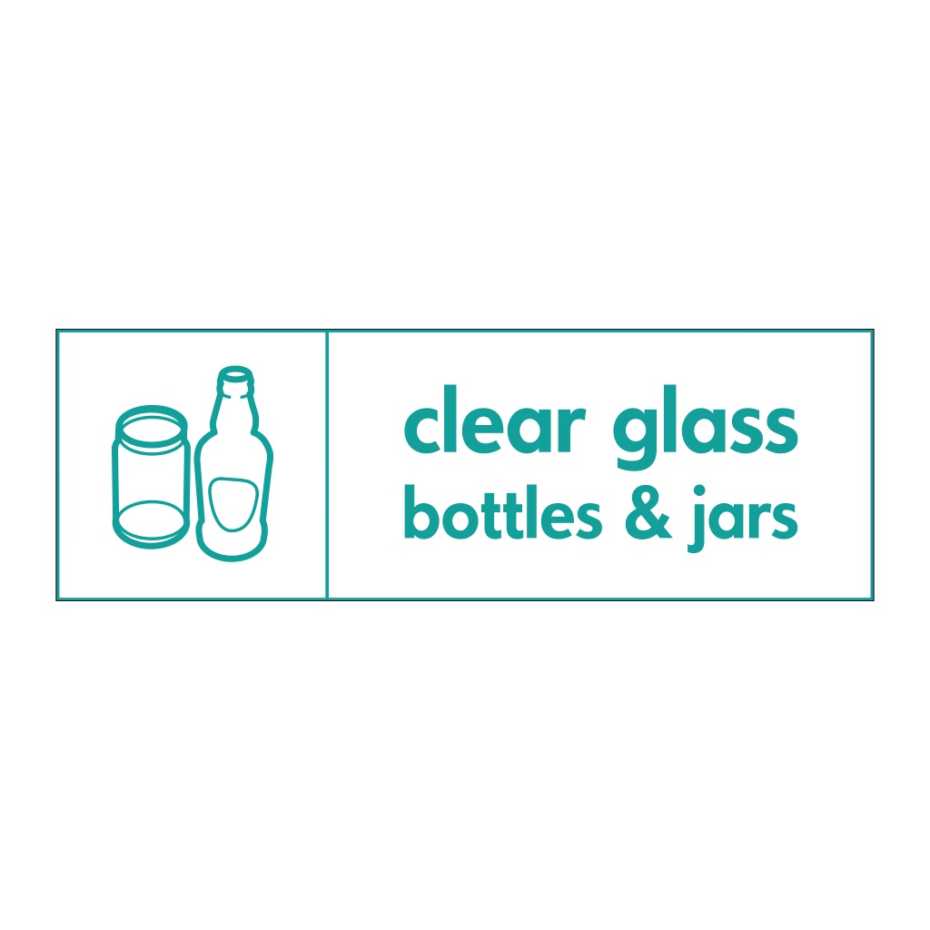 Clear glass bottles & jars with icon sign | British Safety Signs