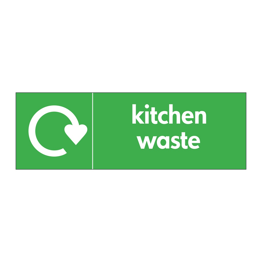 Kitchen waste with WRAP recycling logo sign | British Safety Signs