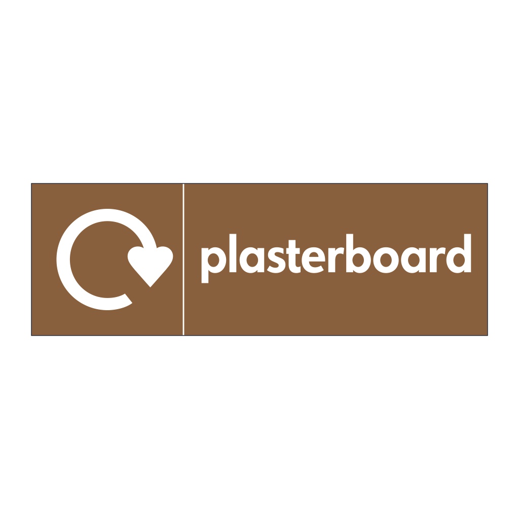 Plasterboard with WRAP recycling logo sign | British Safety Signs