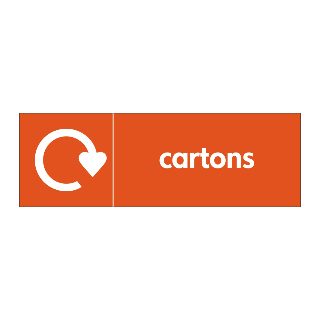 Cartons with WRAP recycling logo sign | British Safety Signs