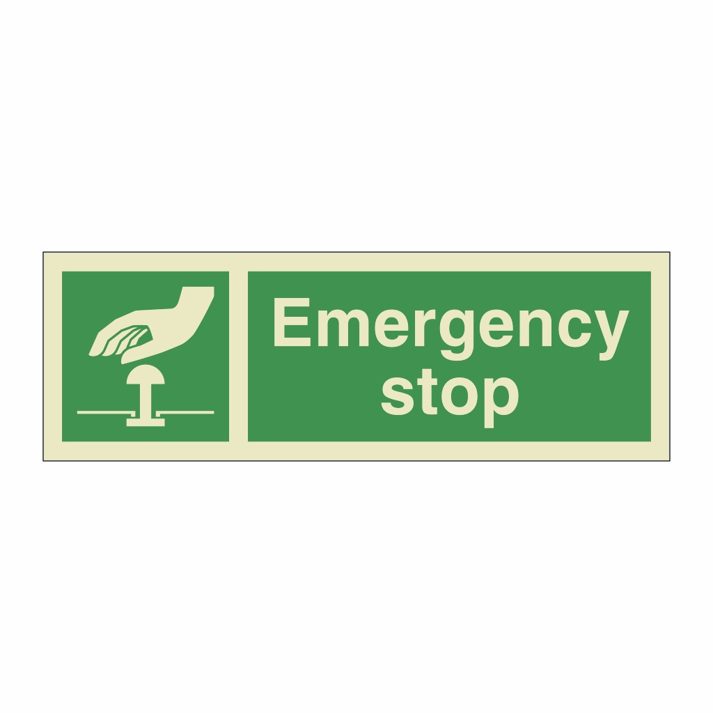 Emergency stop with text (Marine Sign) | British Safety Signs