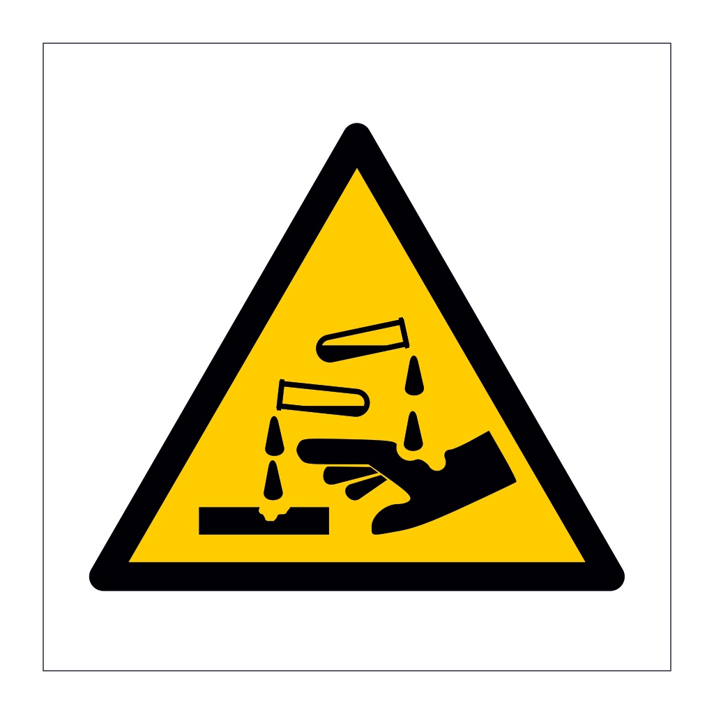 Corrosive substance hazard warning symbol sign | British Safety Signs