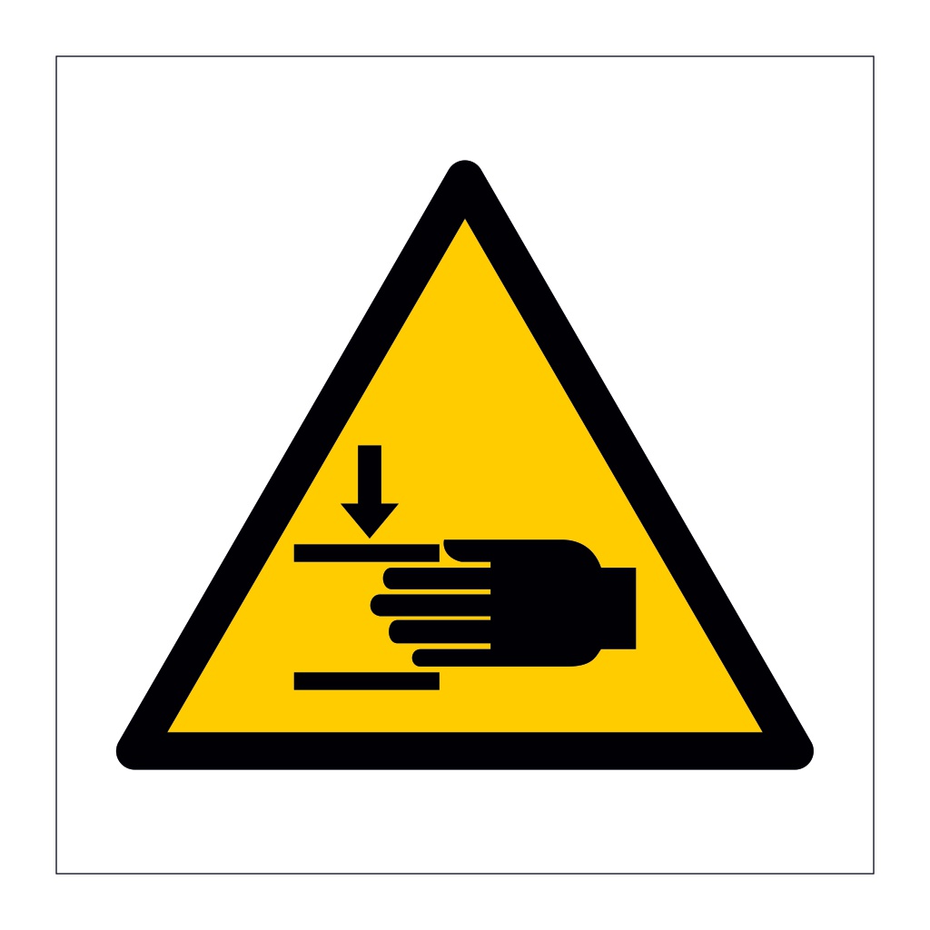 Crushing of hands hazard warning symbol sign | British Safety Signs