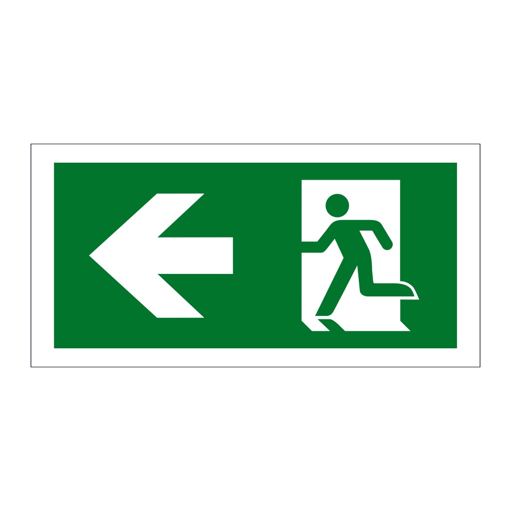 Running man arrow left sign | British Safety Signs