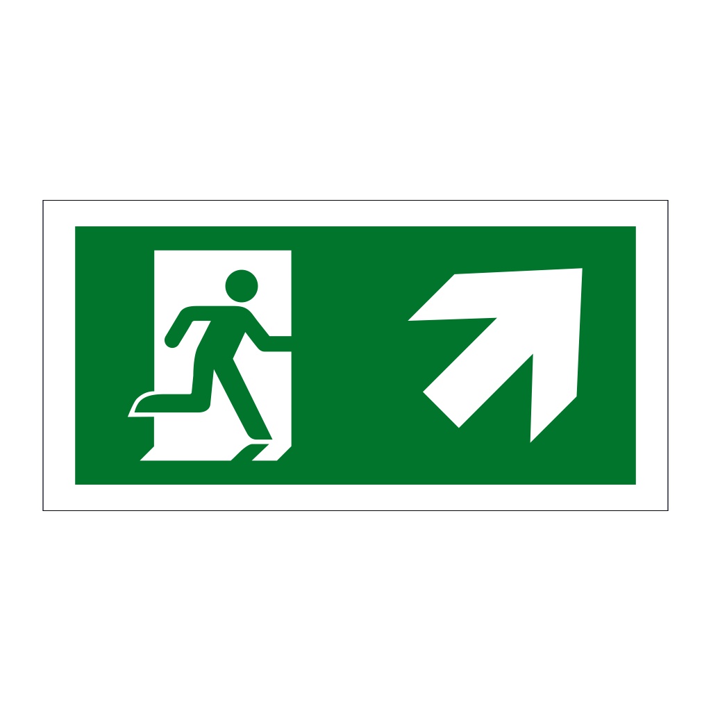 Running man arrow up right sign | British Safety Signs