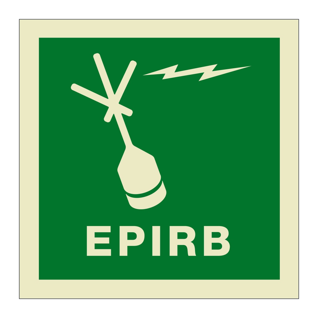 Emergency position indicating radio beacon EPIRB with text (Marine Sign ...