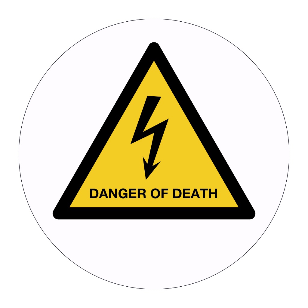 Danger of Death hazard warning symbol labels| British Safety Signs