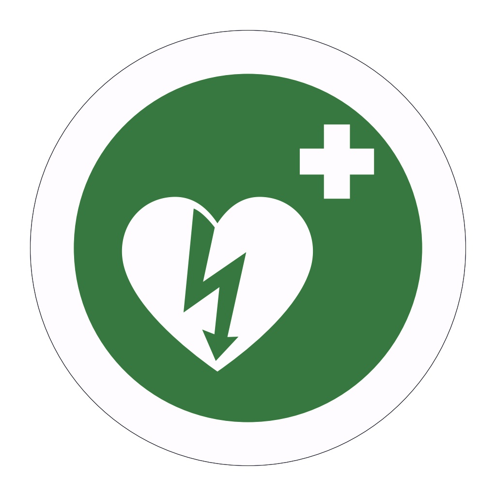 First aid defibrillator symbol labels | British Safety Signs