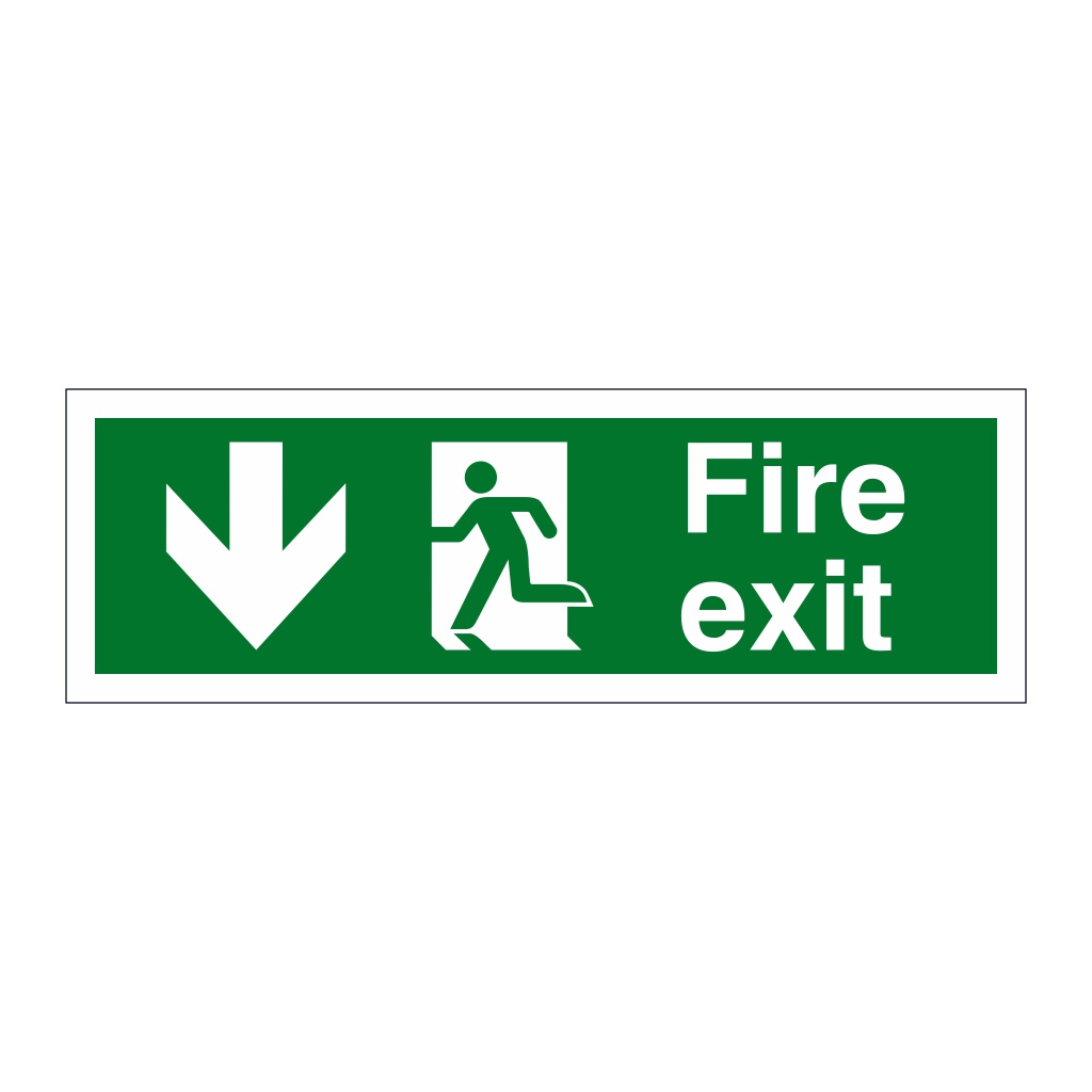 Fire Exit Arrow Down sign | British Safety Signs