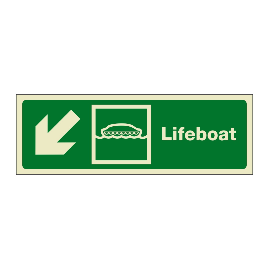 Lifeboat with down left directional arrow (Marine Sign) | British ...